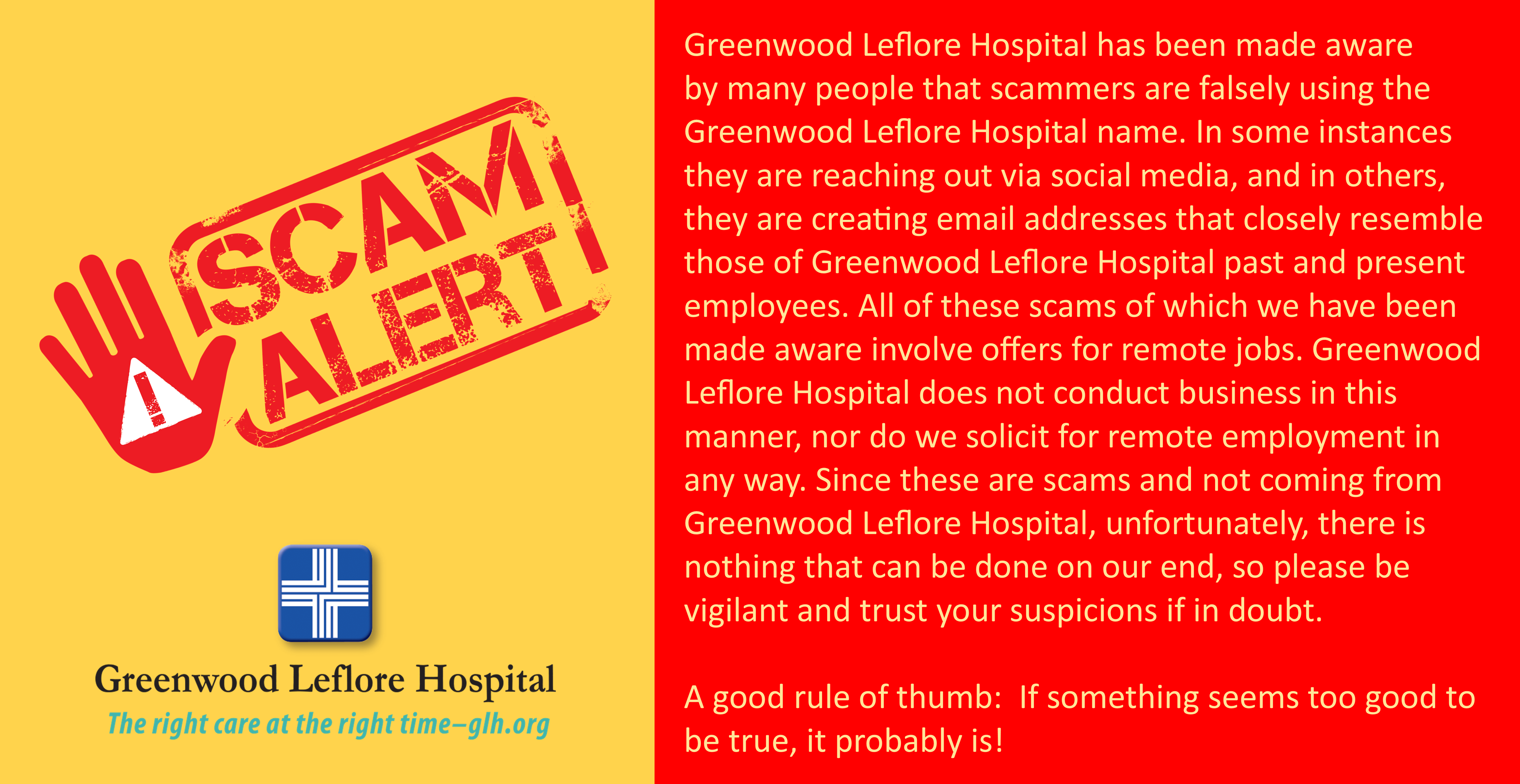 Scam Alert – Greenwood Leflore Hospital